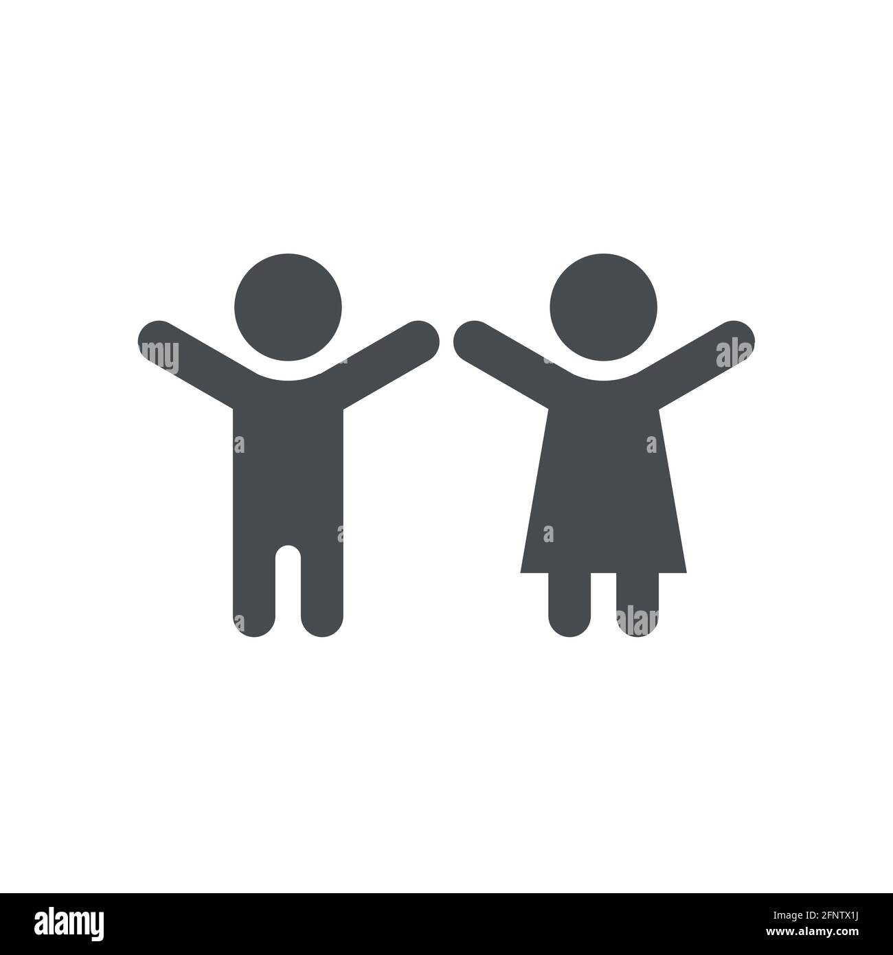 Icône de vecteur enfant, pictogramme de jeune fille et de garçon ...