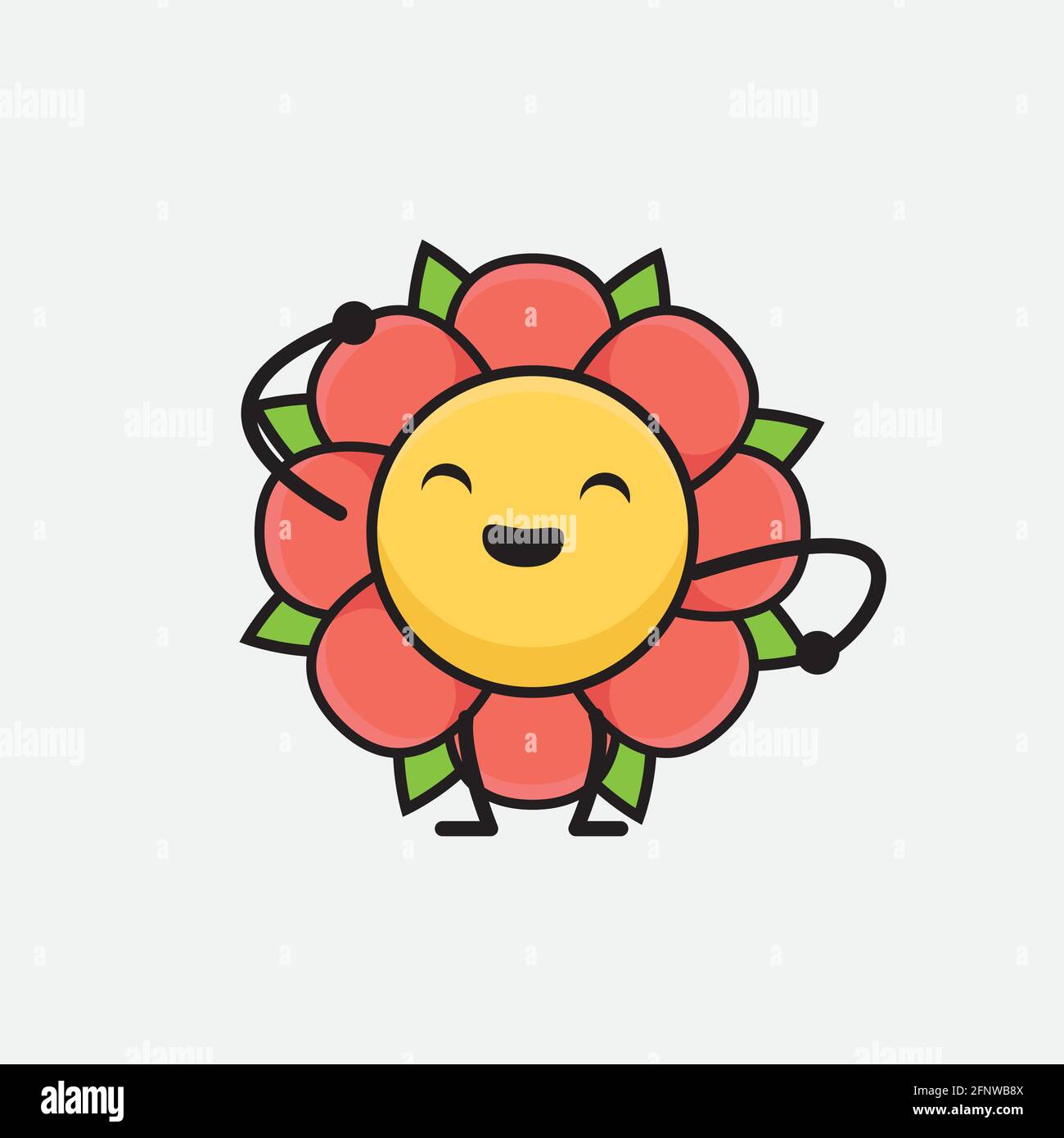 Illustration vectorielle du personnage de fleur avec un visage mignon ...