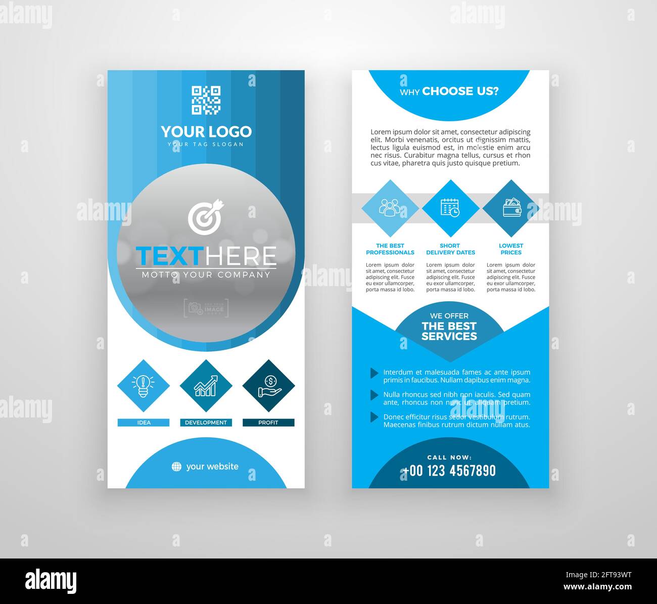 Double face DL flyer. Modèle de brochure ou de prospectus. Mise en page ...