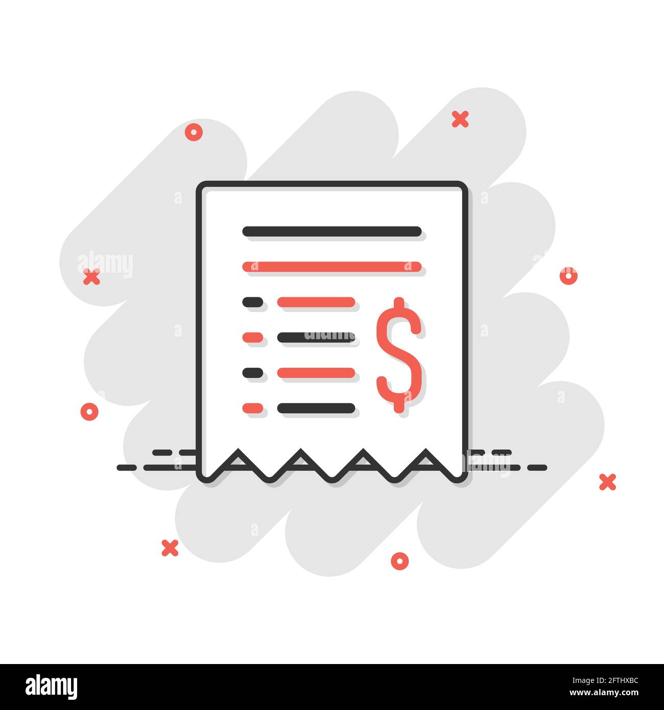 Icône chèque d'argent en style comique. Illustration vectorielle de ...