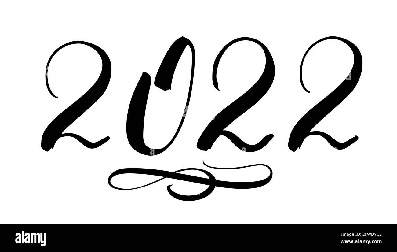 2022. Numéros d'écriture à l'encre noire. Isolé sur blanc. Illustration ...