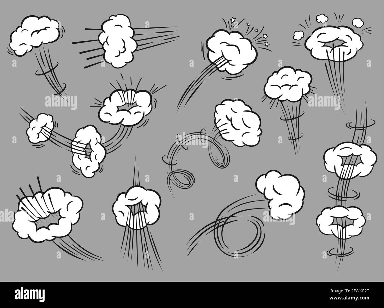 Nuages de vitesse de bande dessinée. Effet de mouvement de dessin animé ...