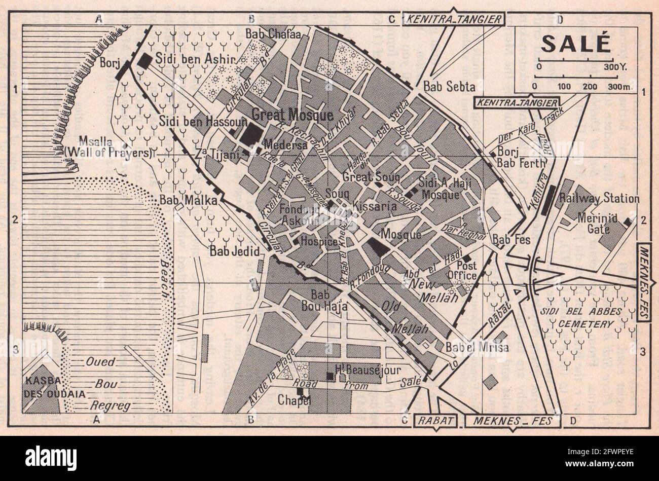 Salé ville ancienne plan touristique. Maroc 1966 carte ancienne Photo ...