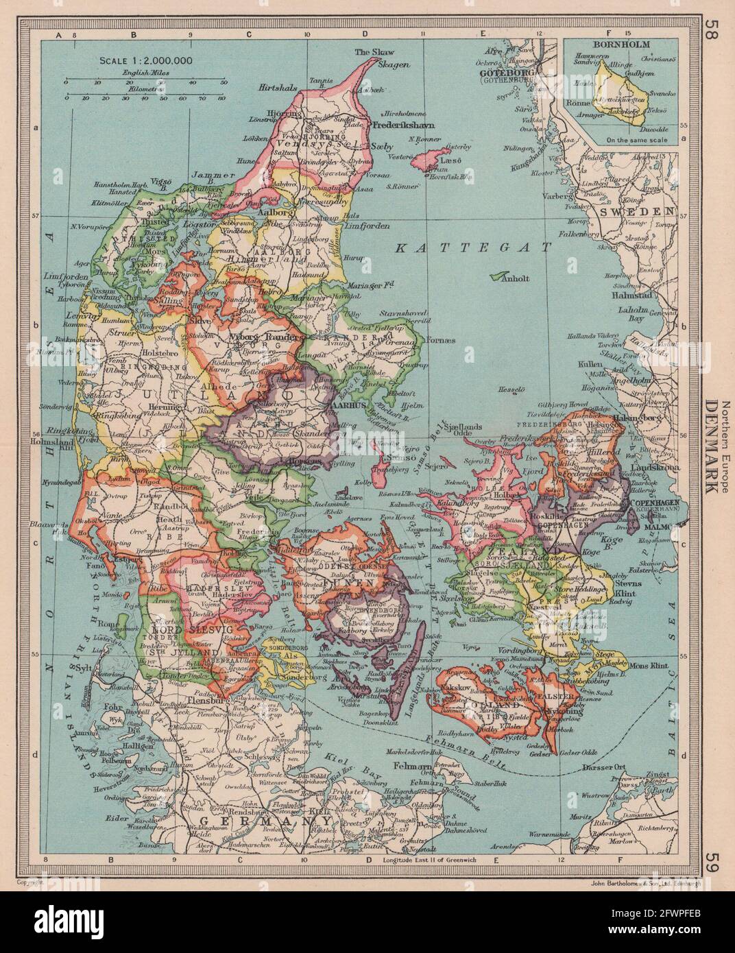Vintage map of denmark Banque de photographies et d’images à haute ...