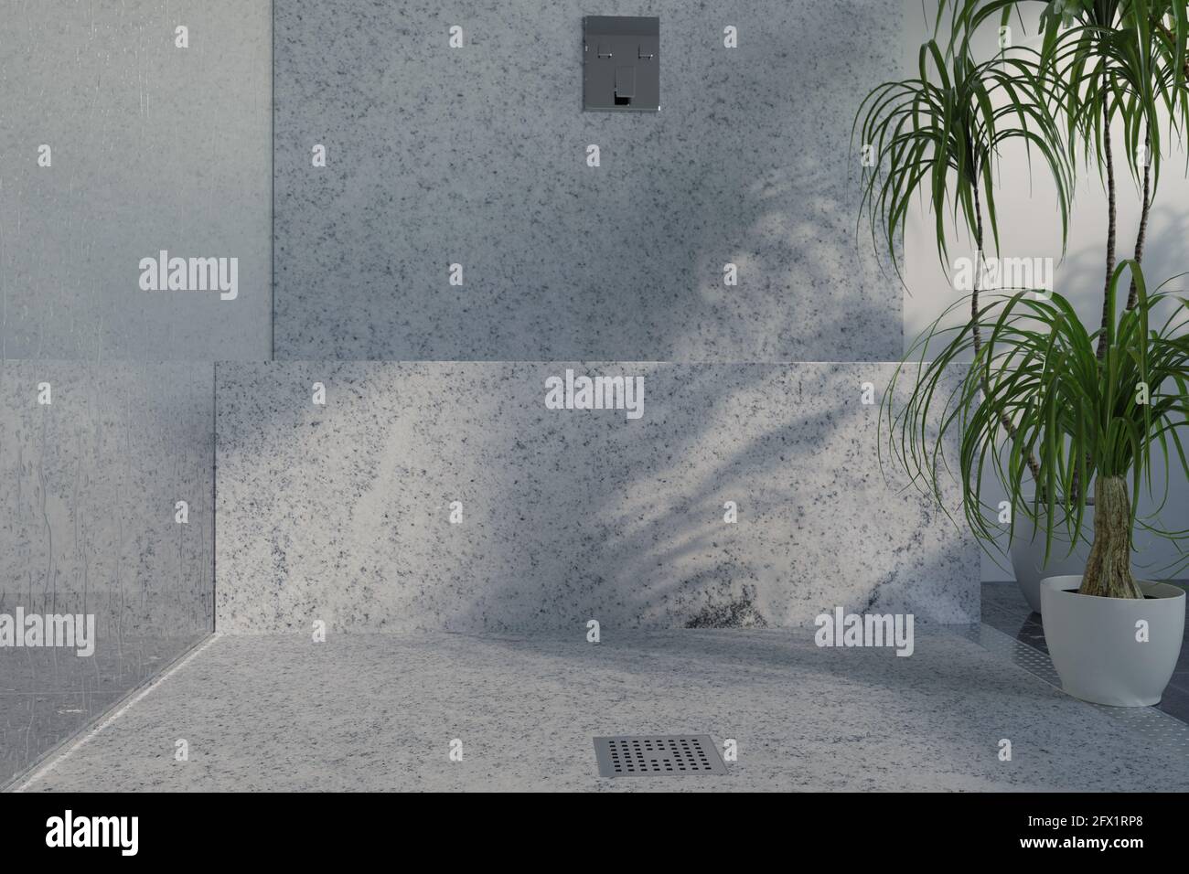 rendu 3d du plateau de douche avec blanc viscont granit naturel ...