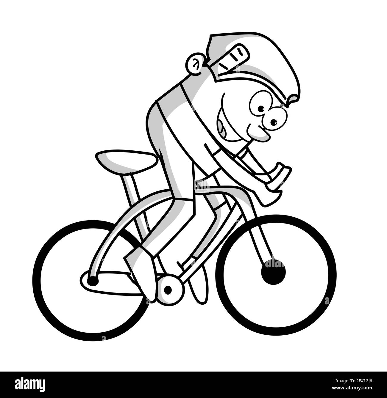 Illustration vectorielle de la figure de bâton de dessin animé en vélo ...