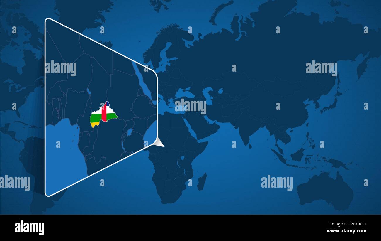 Emplacement de la République centrafricaine sur la carte du monde avec ...