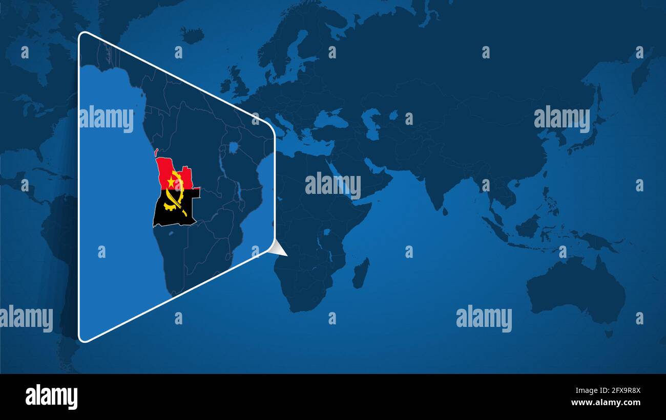 Situation de l'Angola sur la carte du monde avec une carte élargie de l ...