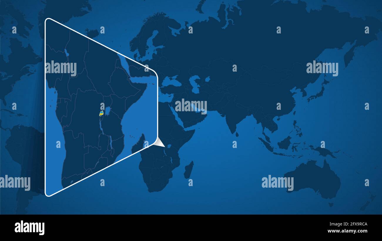 Emplacement du Rwanda sur la carte du monde avec carte élargie du ...