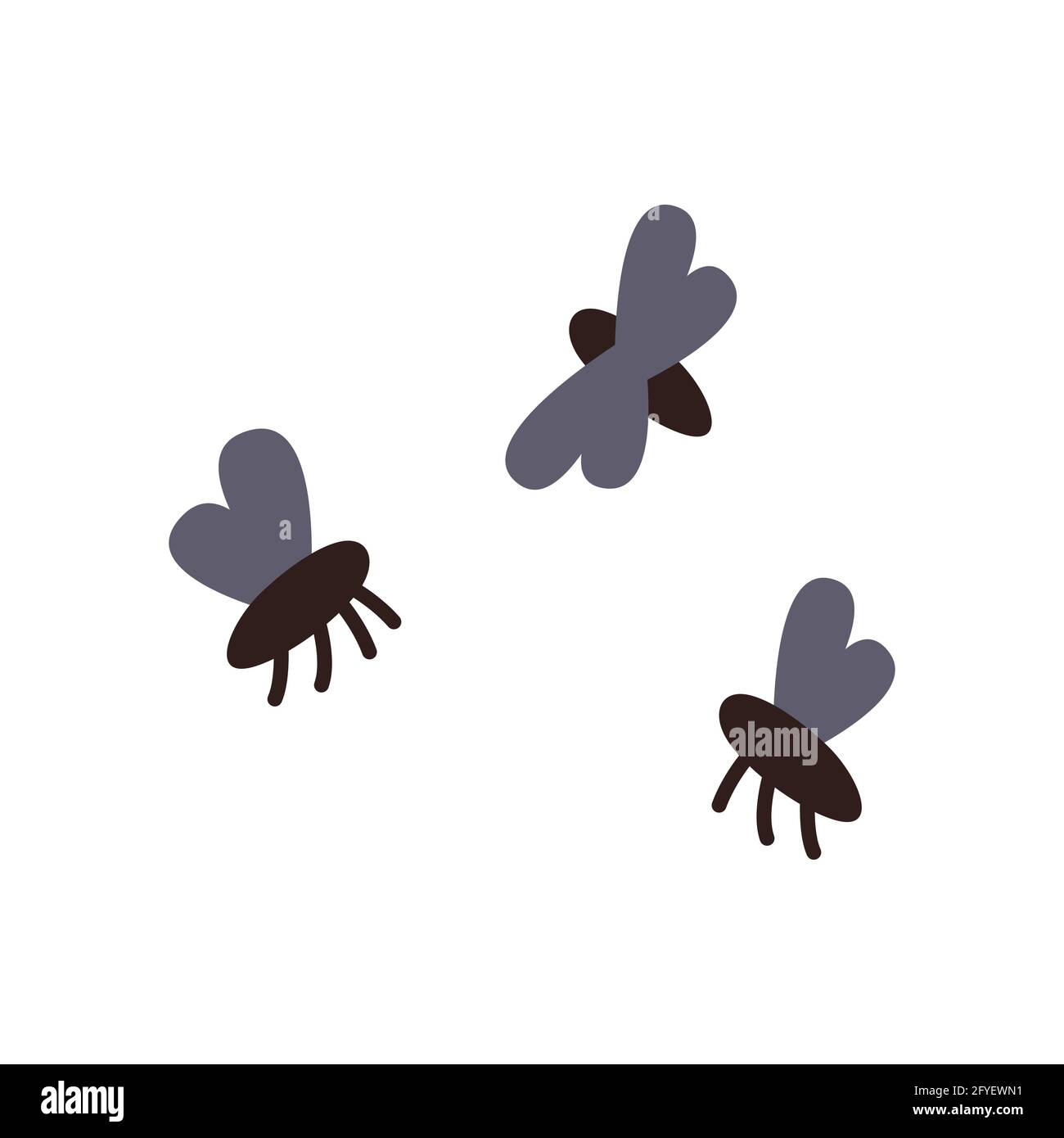 Insecte de mouche de maison et insecte de mouche noire de dessin animé ...