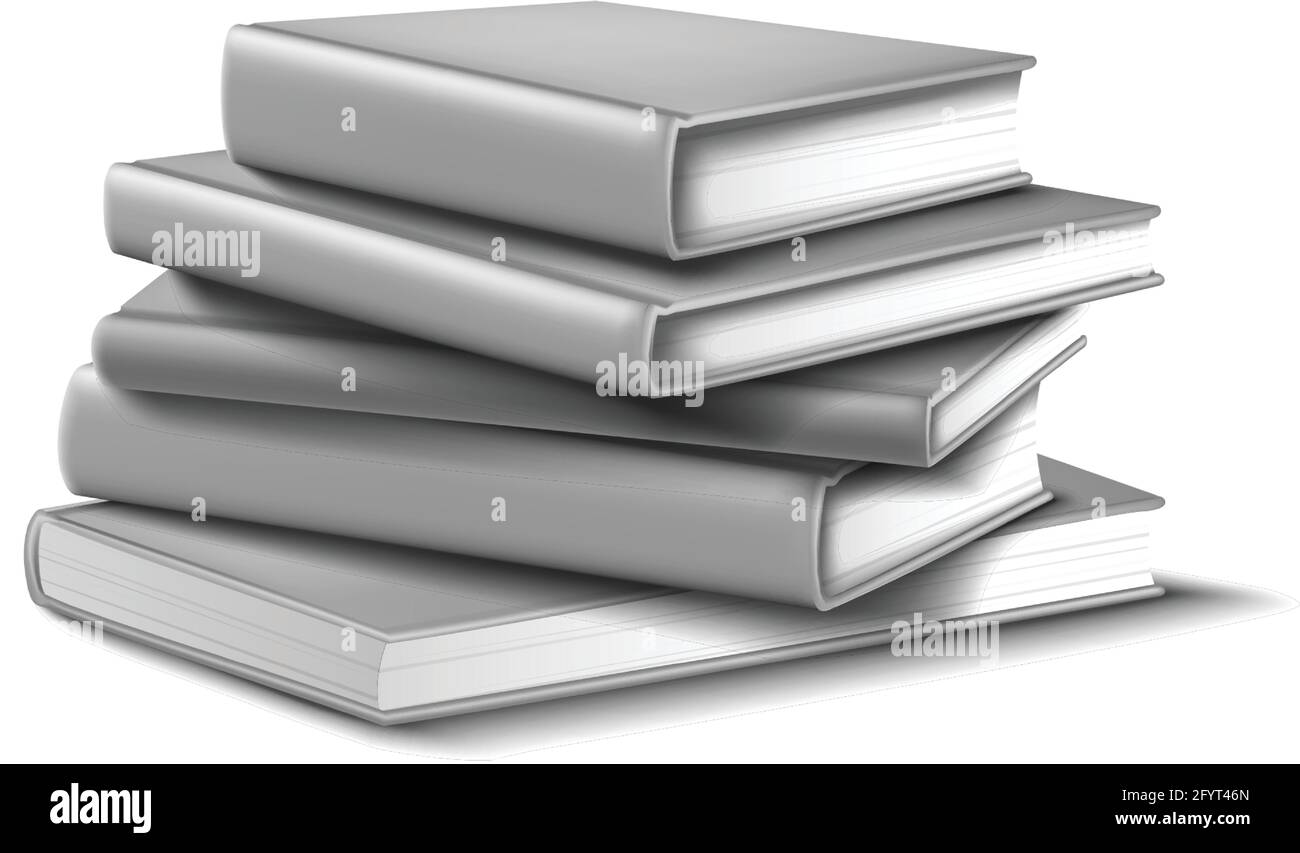 livres vectoriels 3d réalistes en maquette grise. Isolé sur fond blanc ...
