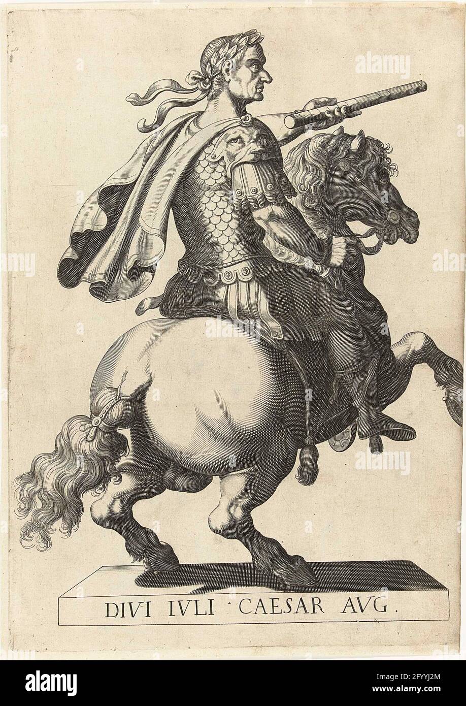 Portrait équestre de l'empereur Jules César; Portraits d'empereurs ...