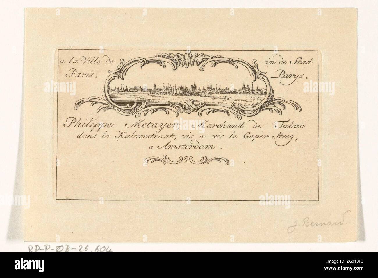 Carte de visite de Philippe Metayer, détaillant de tabac. Carte de ...