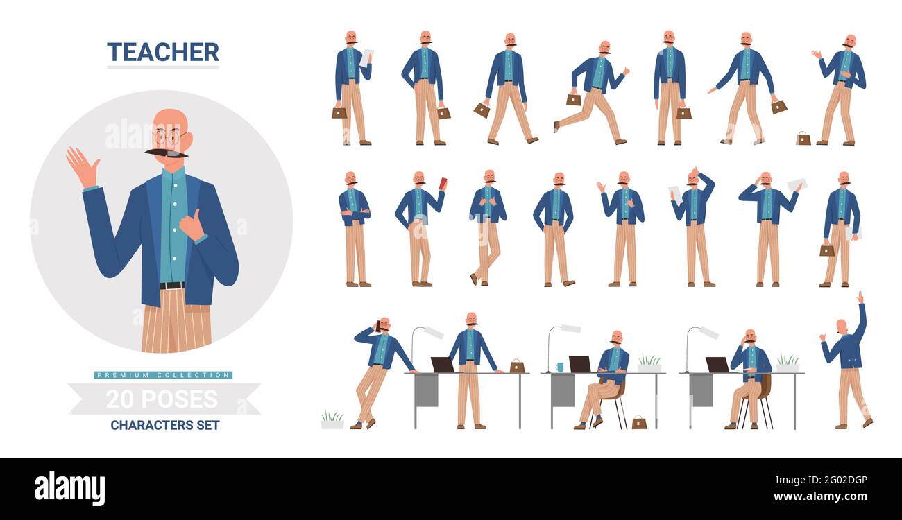 L'homme enseignant pose un ensemble d'illustrations vectorielles ...