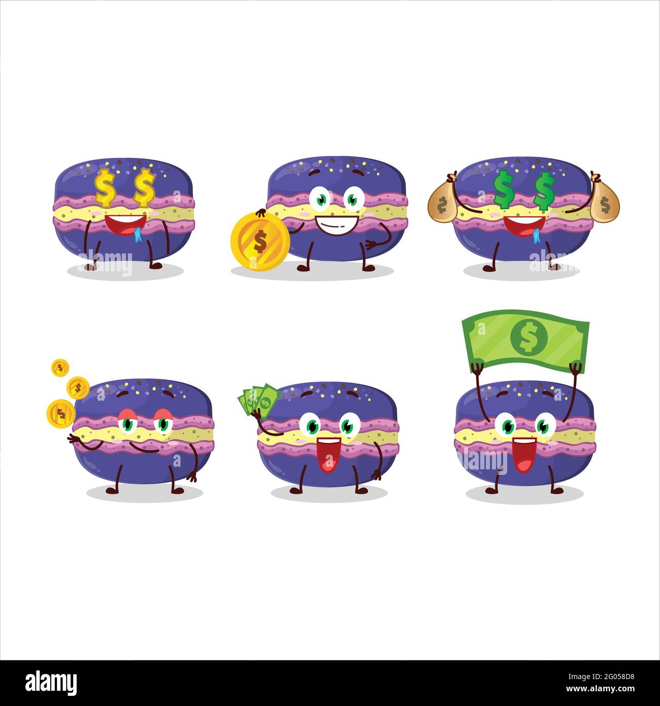 Raisin macaron personnage de dessin animé avec emoticon mignon apporter ...