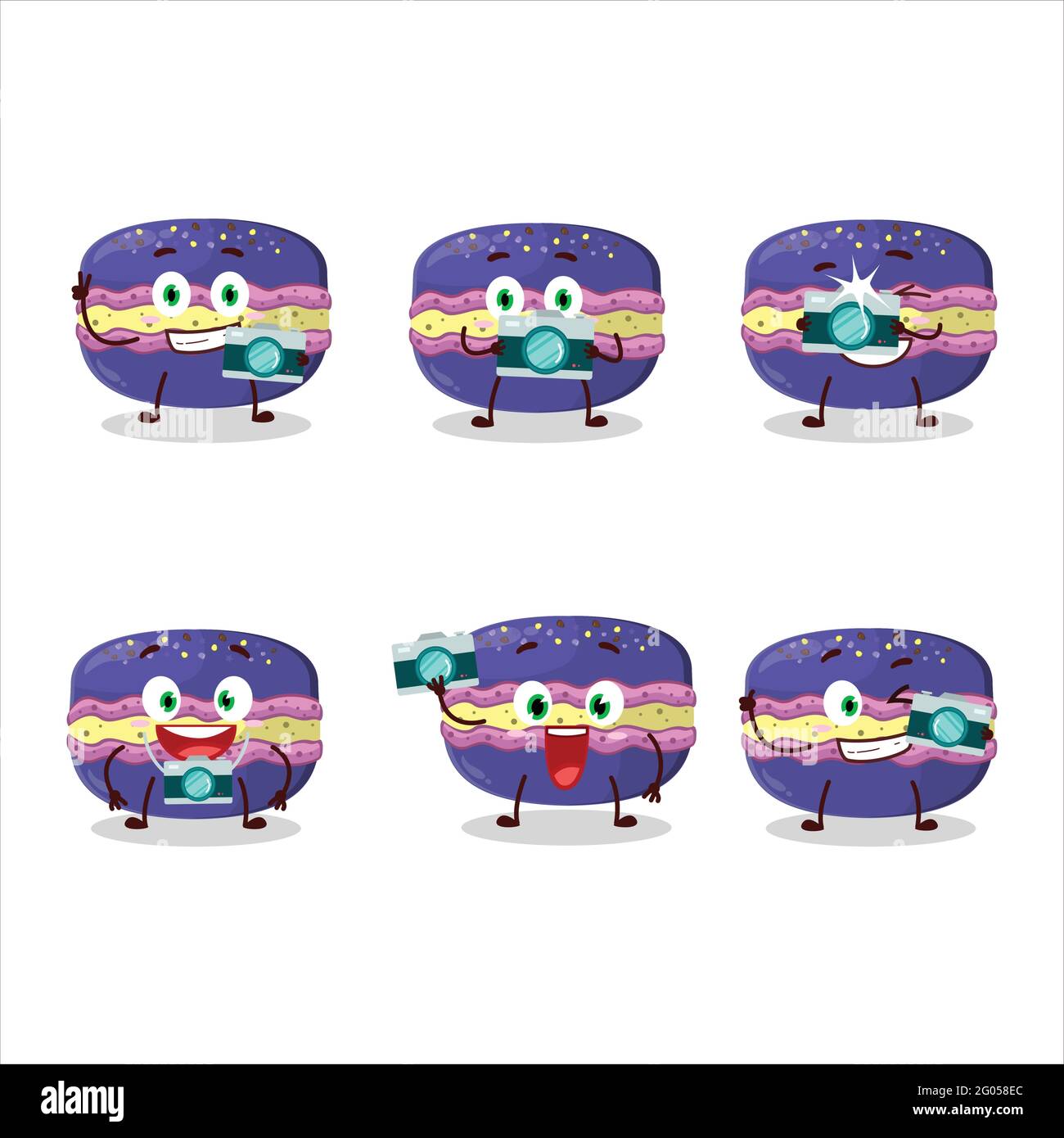 Photographe profession émoticône avec raisins macaron personnage de ...