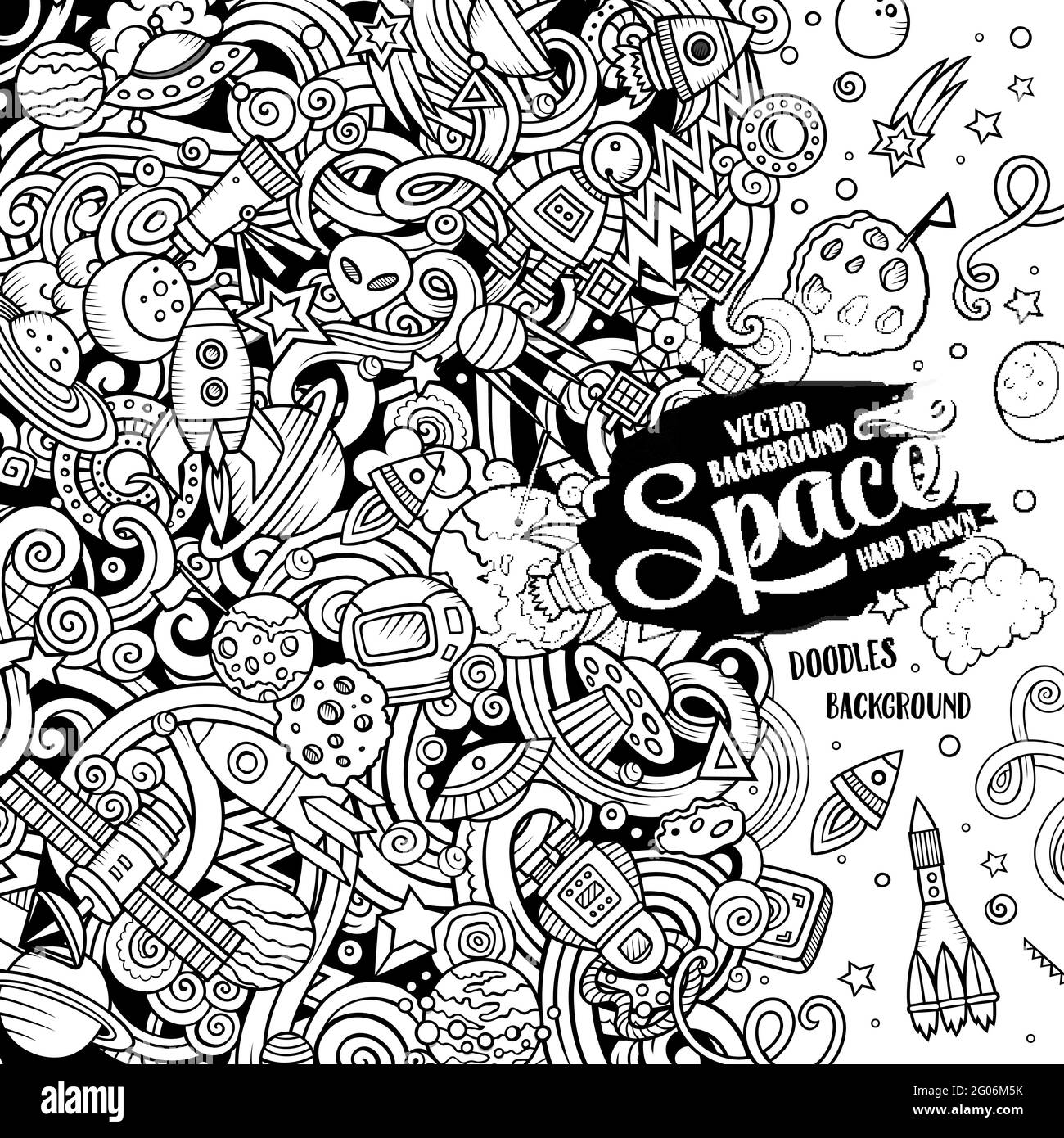 Carte cadre espace pour dessin animé à motif griffés Image Vectorielle ...