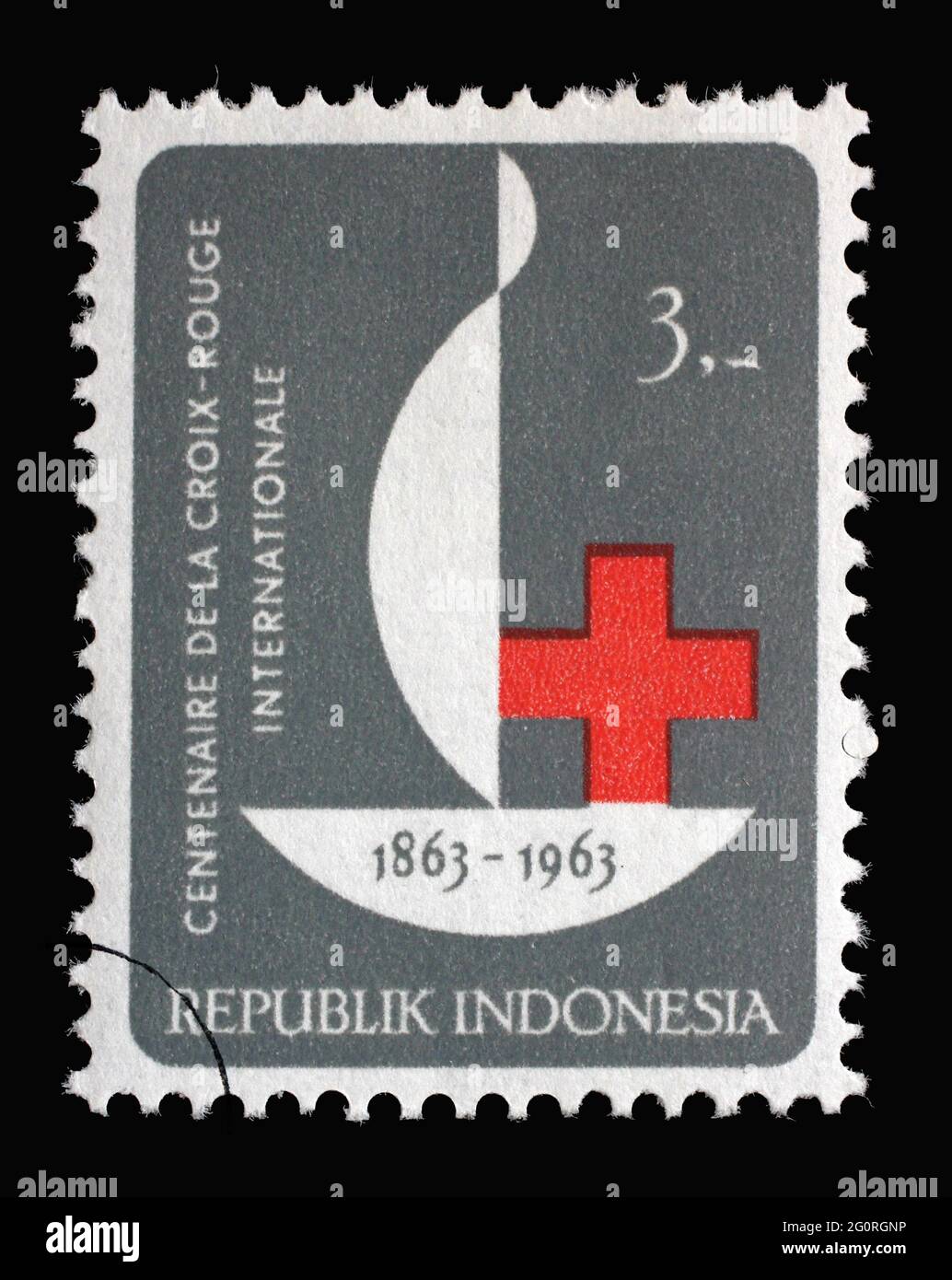 Le timbre imprimé en Indonésie montre 100 ans de la Croix-Rouge internationale, série, vers 1963 ...