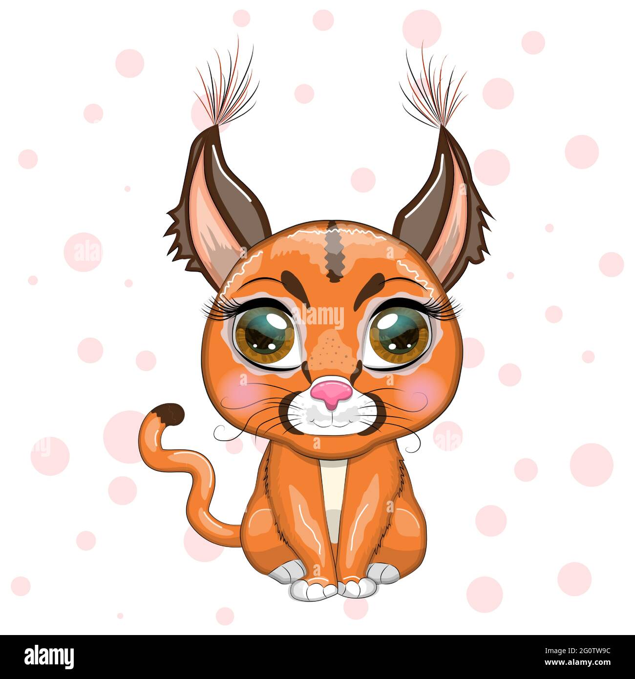 Caracal steppe lynx avec de beaux yeux dans le style de dessin animé ...