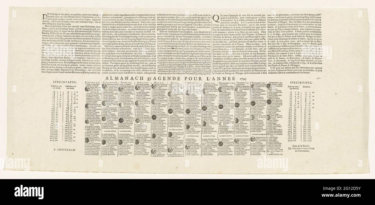 Retour sur l'année 1702 1702 et le calendrier 1703 ; Almanach d'auteur ...