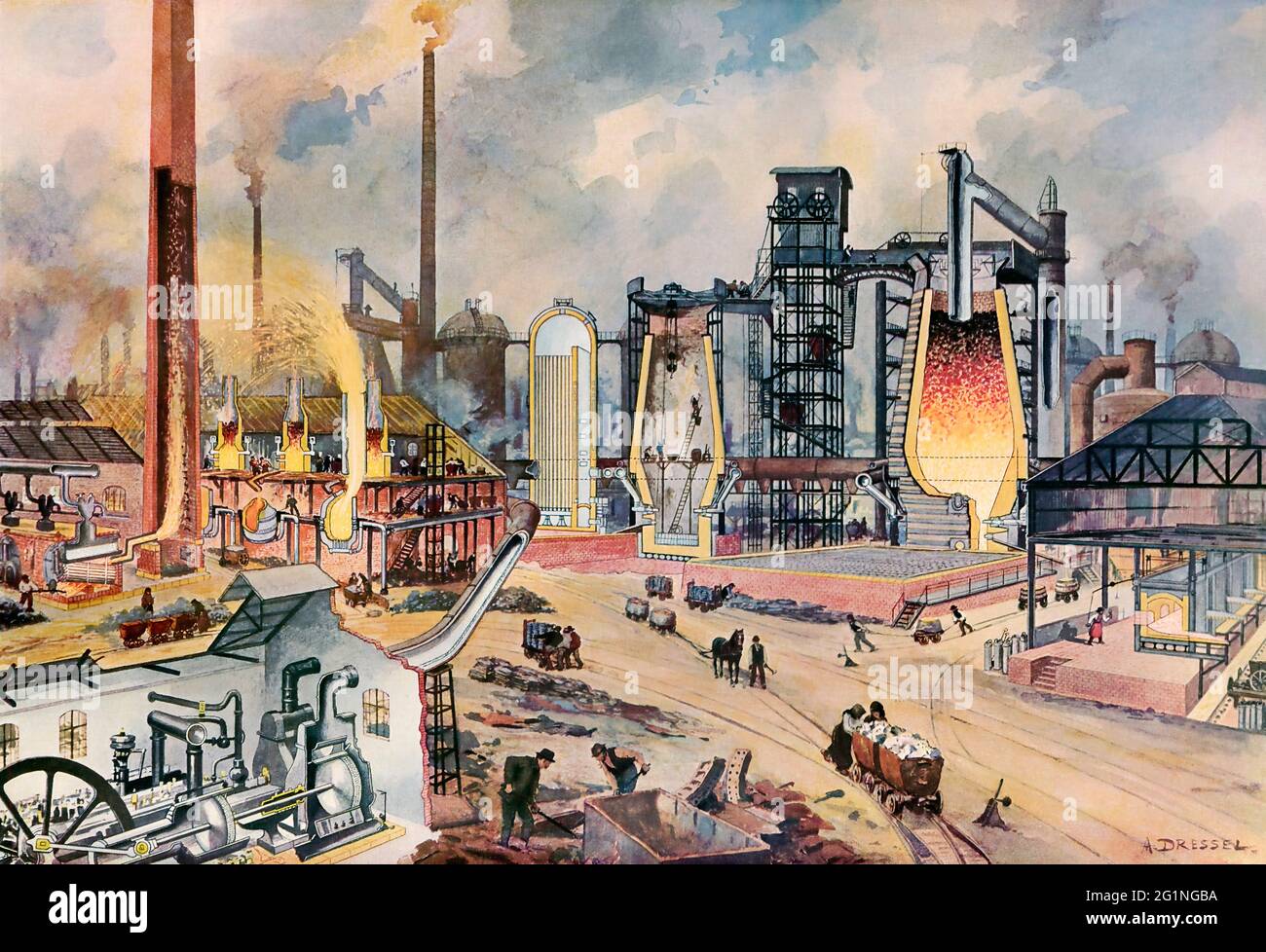 usine industrielle de production d'acier, 19e siècle Photo Stock - Alamy