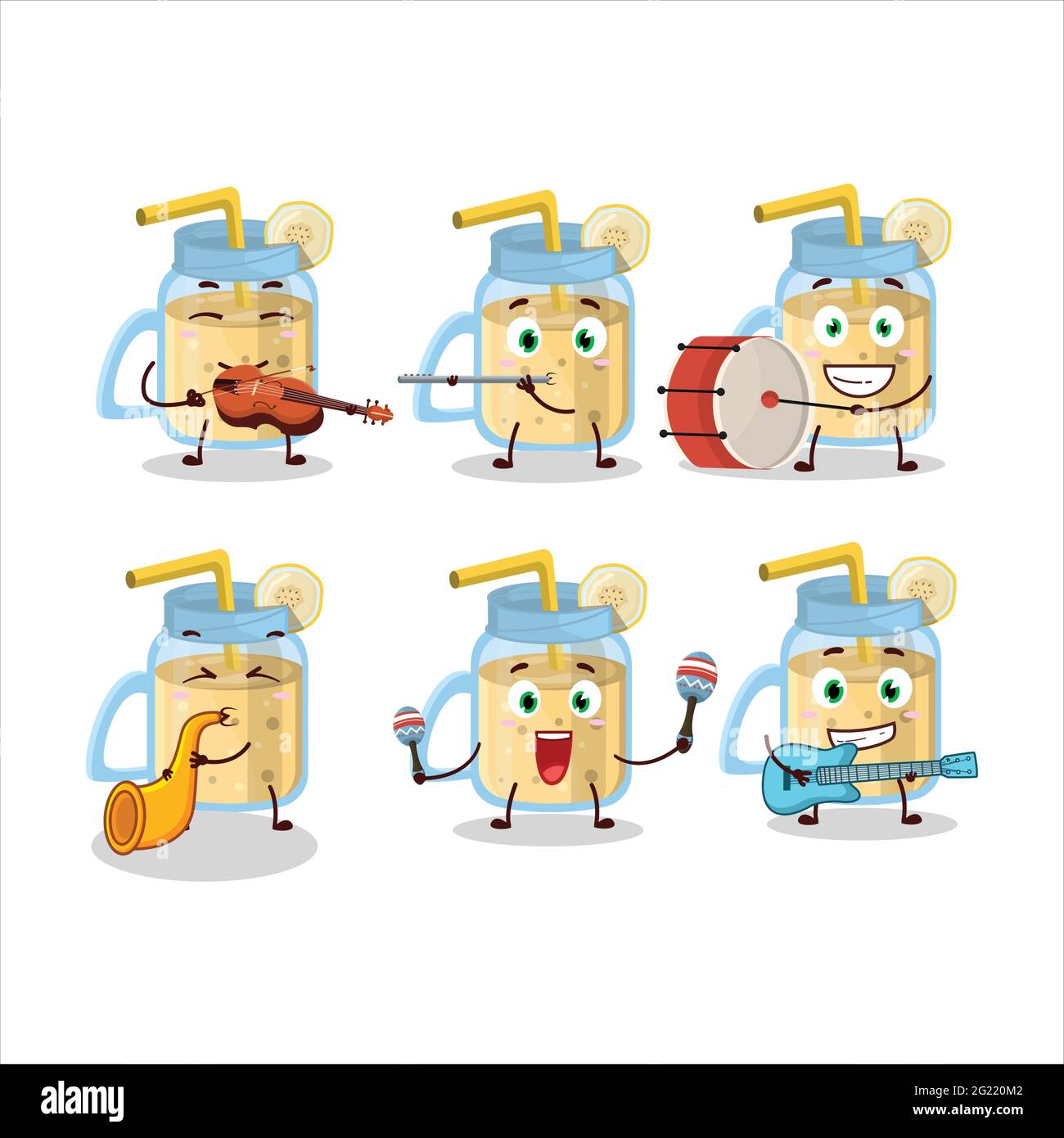 Personnage de dessin animé de smoothie de banane jouant quelques ...
