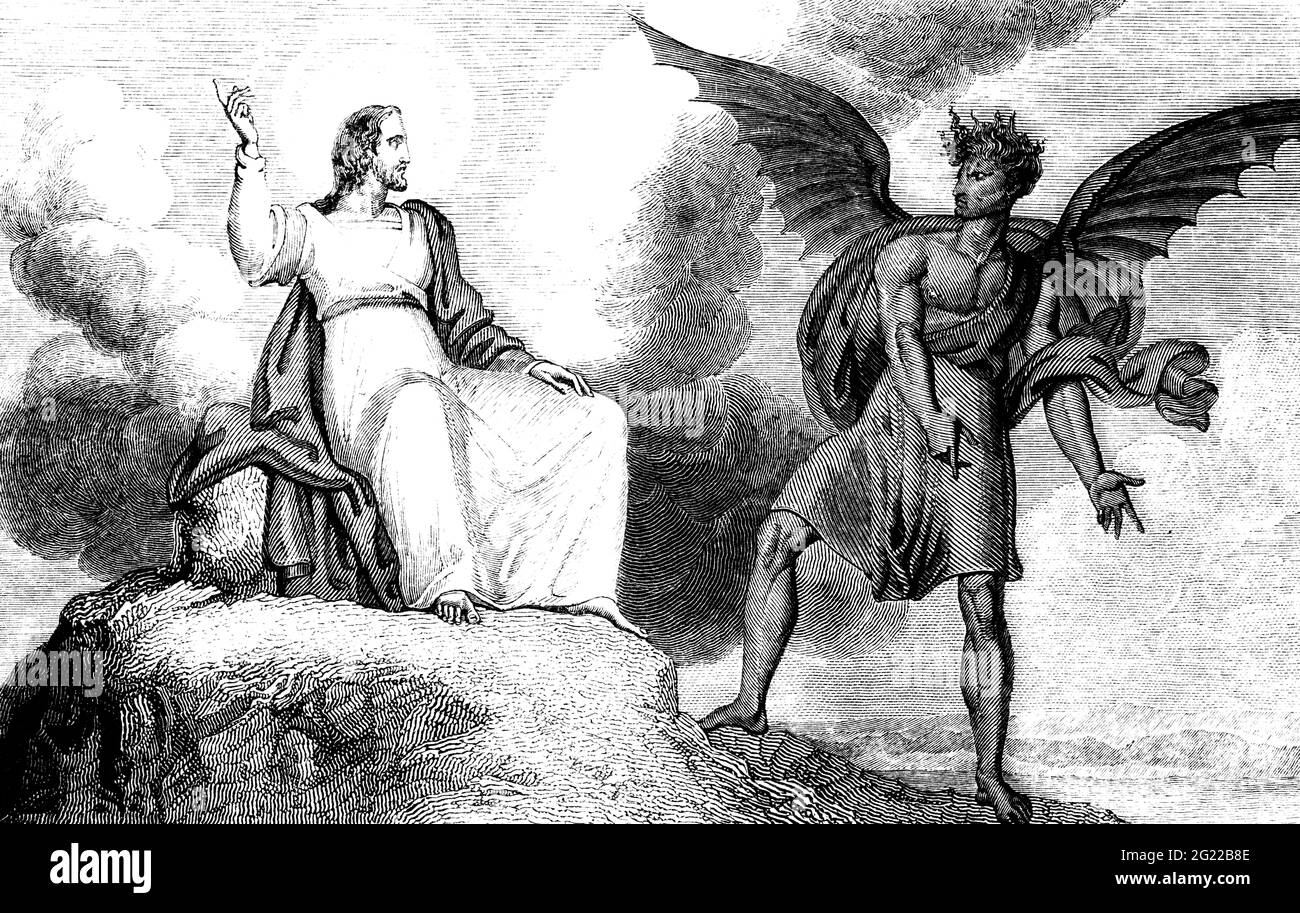 Christ et la tentation Banque d'images noir et blanc - Alamy