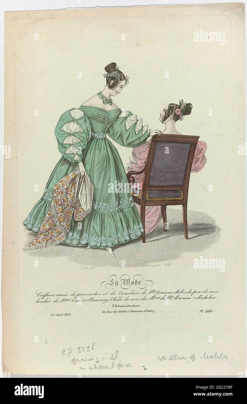 Mode la, 25 août 1835, pl. 466: Coiffures Ornées de Preveches ...