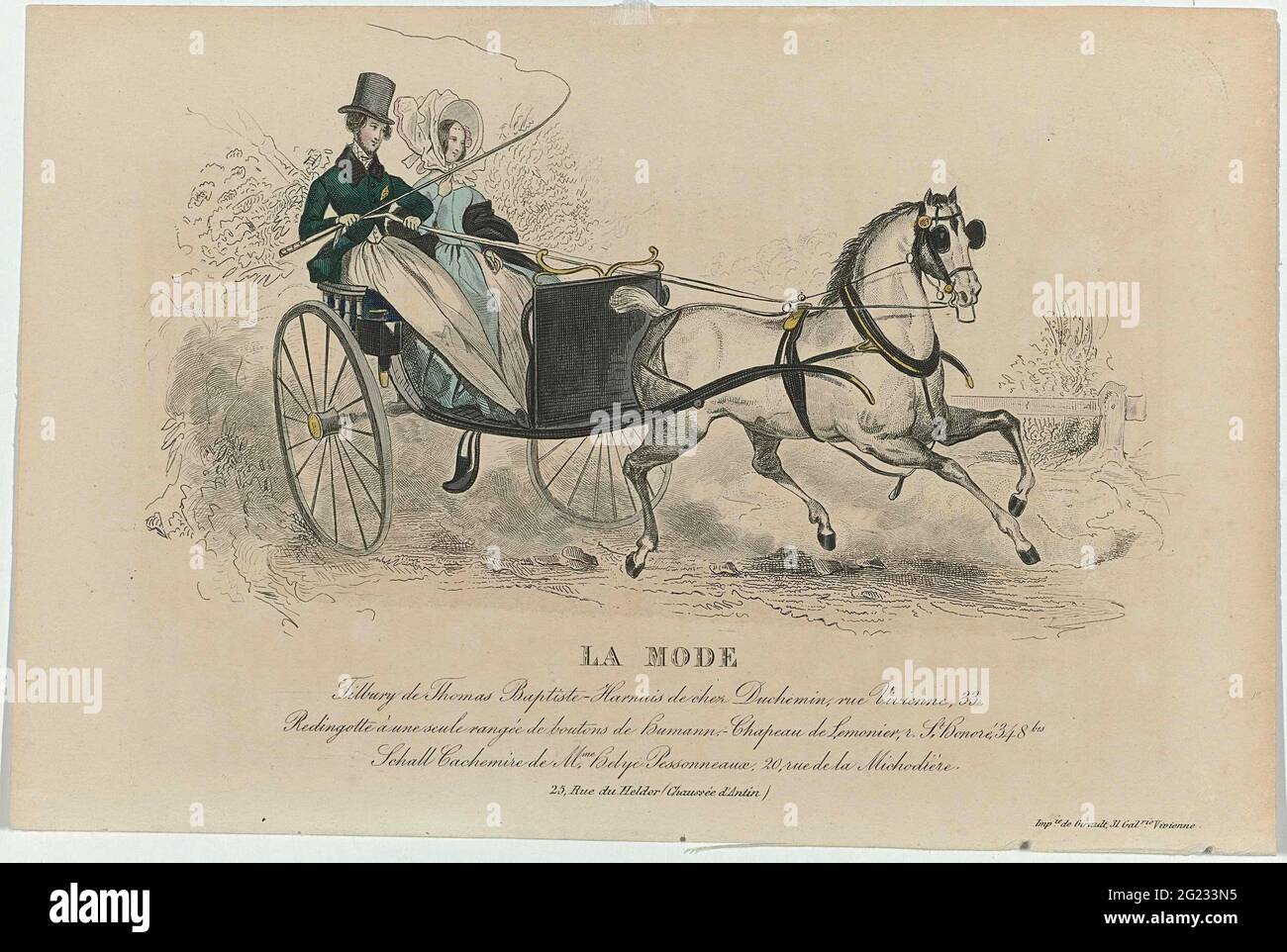 Mode la, env. 1837: Tilbury de Thomas Baptiste-Harnais (...). Homme et ...