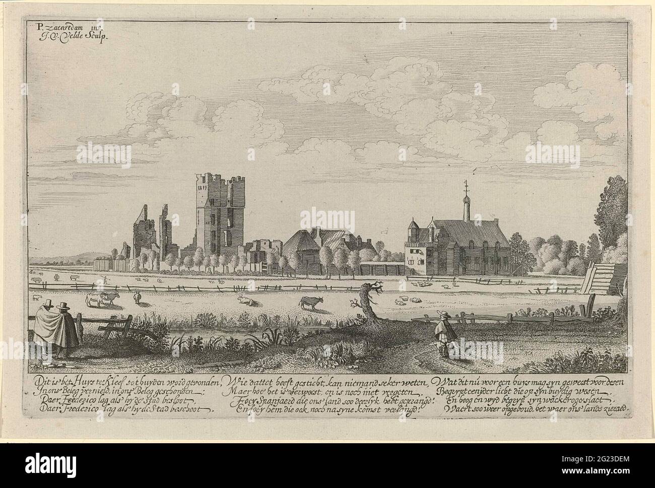 Paysage avec maison Ter Kleef. Figures dans un paysage avec la ruine de ...