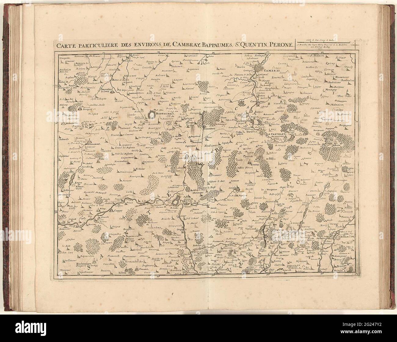 Carte du nord de la France, 1710; carte privée des environs le Cambray ...
