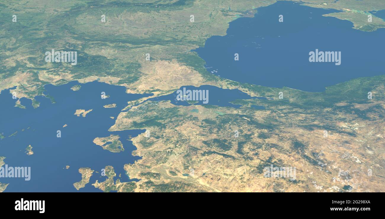 Mer de Marmara dans la planète Terre, vue aérienne de l'espace Photo ...