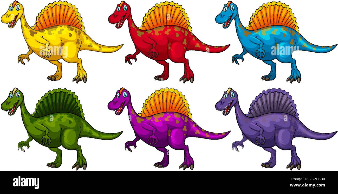 Ensemble d'illustrations de personnage de dessin animé Spinosaurus ...