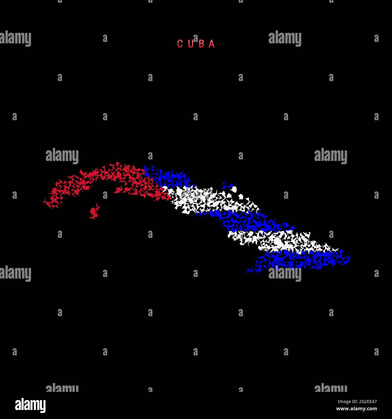 Carte du drapeau de Cuba, motif de particules chaotiques dans les ...