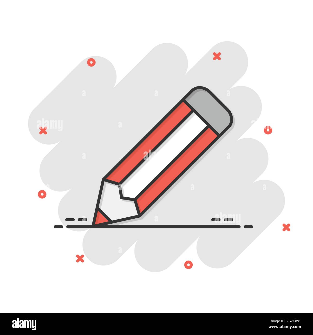 Icône crayon dans le style comique. Illustration vectorielle de dessin ...
