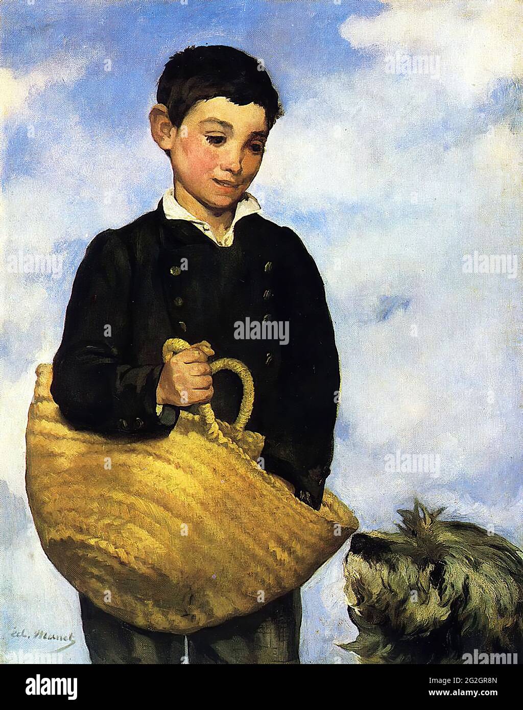 Manet le garçon et un chien Banque de photographies et d’images à haute ...