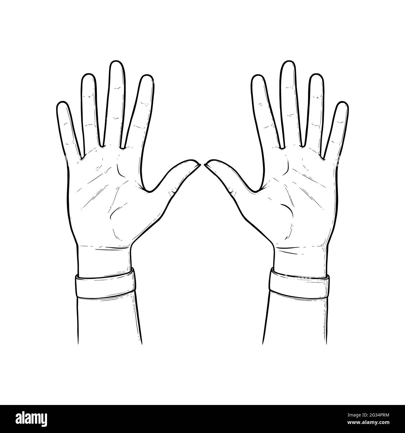 Stop avec deux mains vers le haut. Mouvement de la main d'arrêt isolé ...