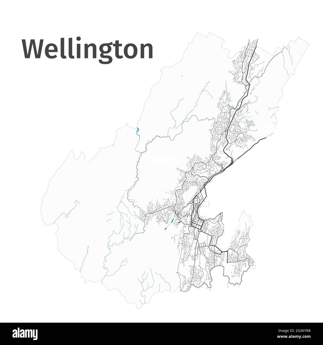 Plan de Wellington. Carte détaillée du quartier administratif de ...