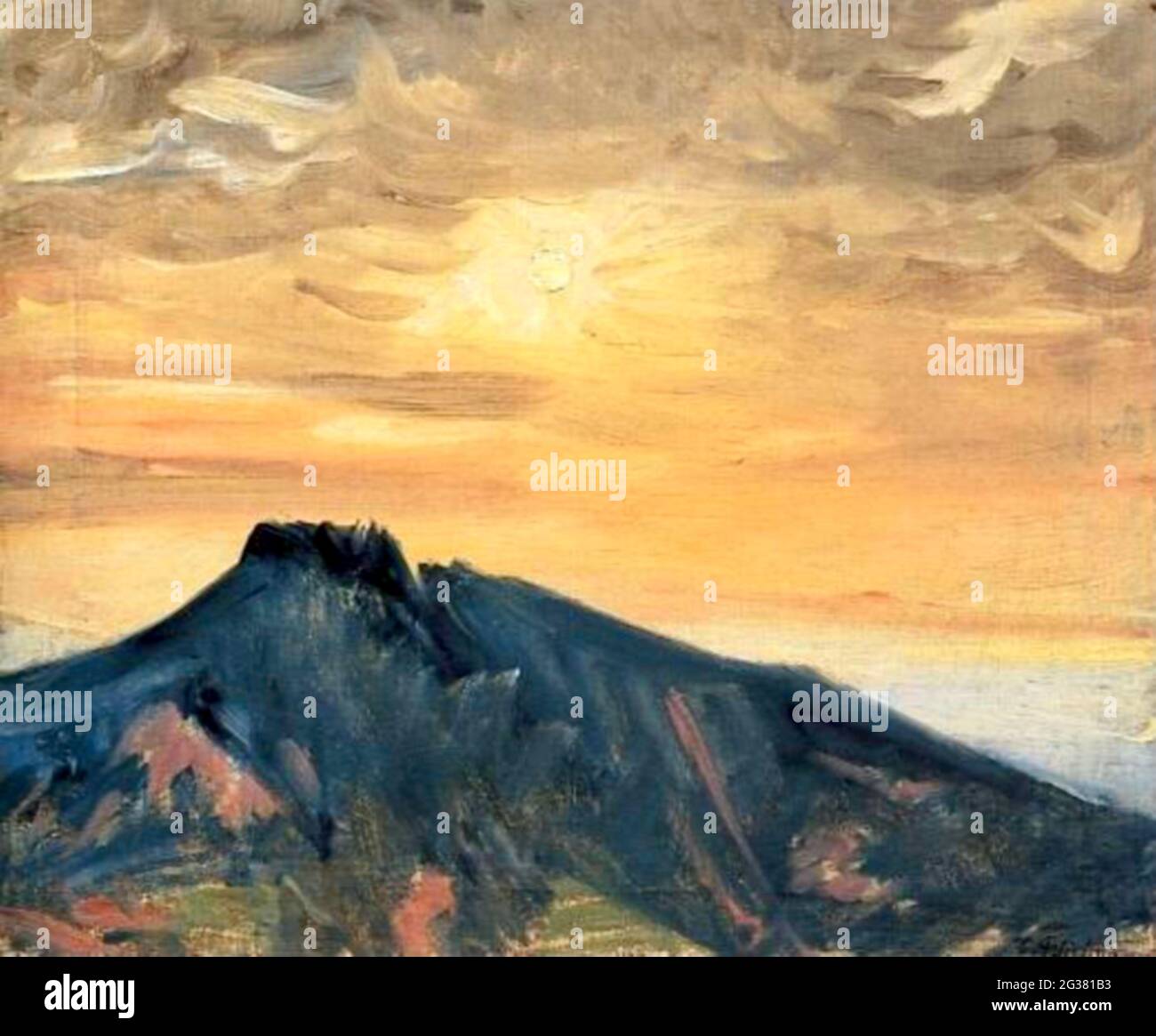 L'œuvre d'art de Fujishima Takeji a fait le lever du soleil sur le mont ...