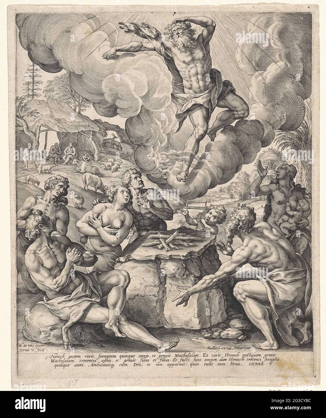 Ascension d'Hénoc; scènes de l'ancien Testament. Enoch navigua au ...