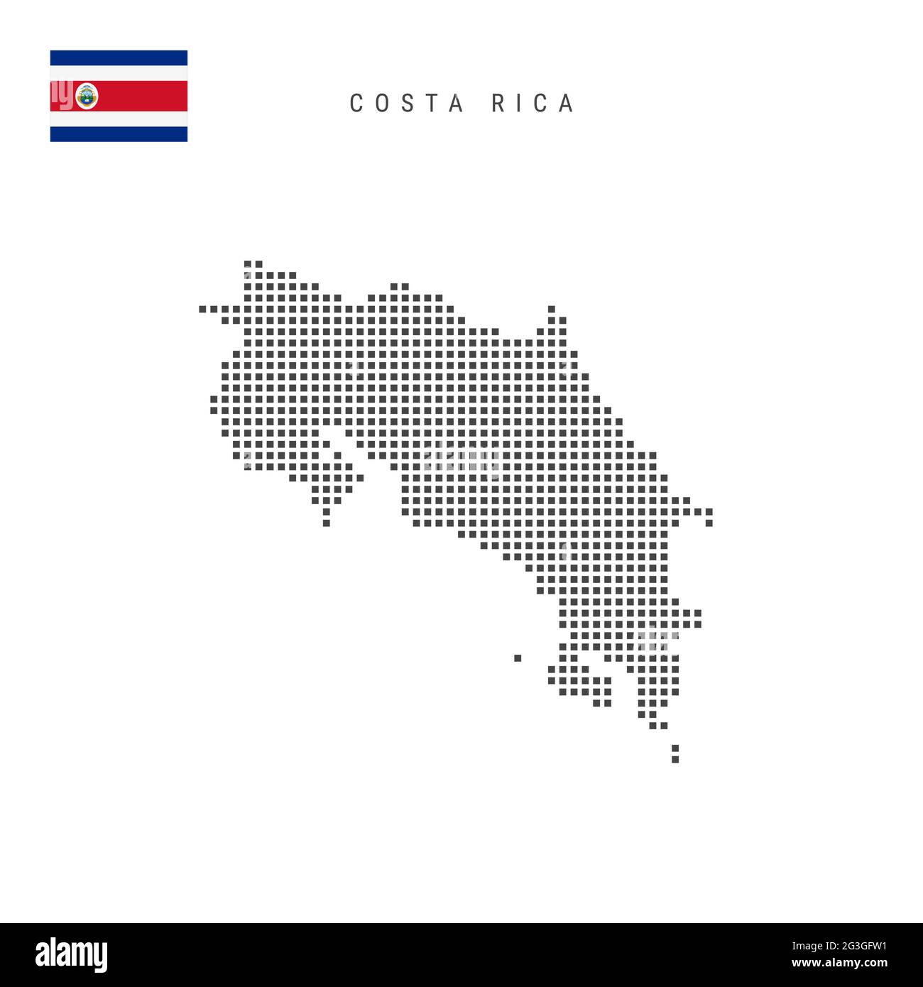Carte à motif points carrés du Costa Rica. Carte des pixels en ...