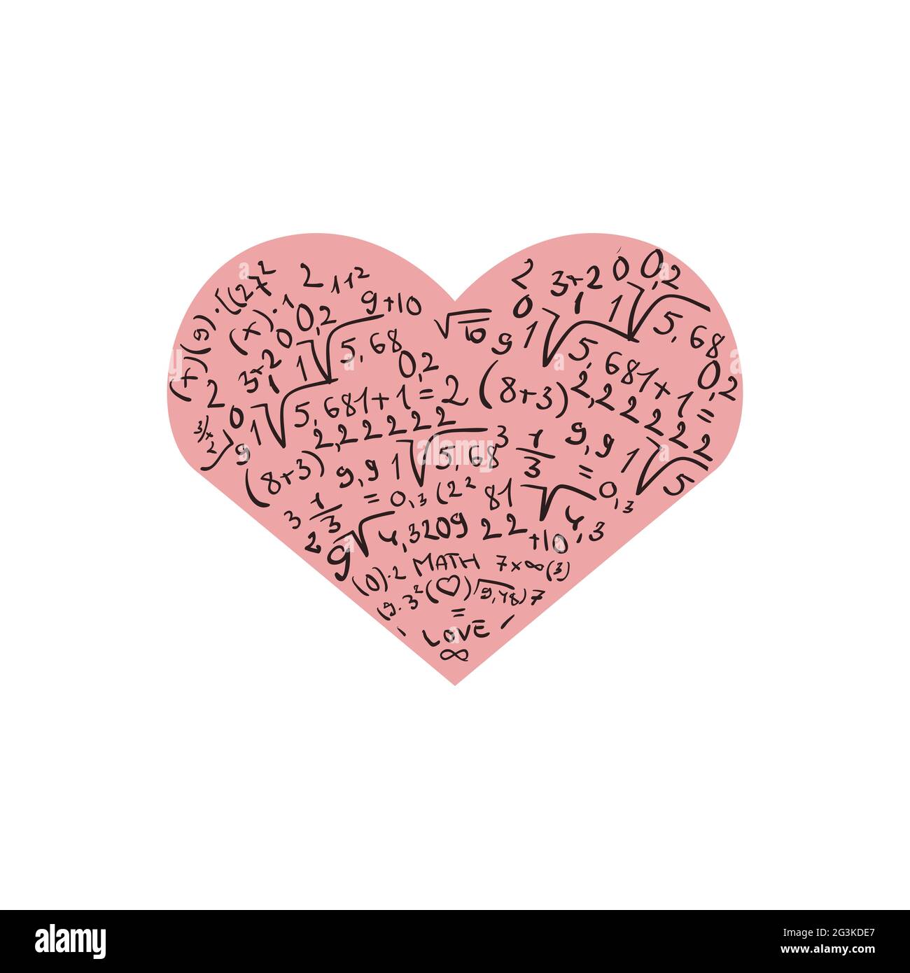 Motif plat avec chiffres et coeur rose. J'aime les mathématiques Photo ...