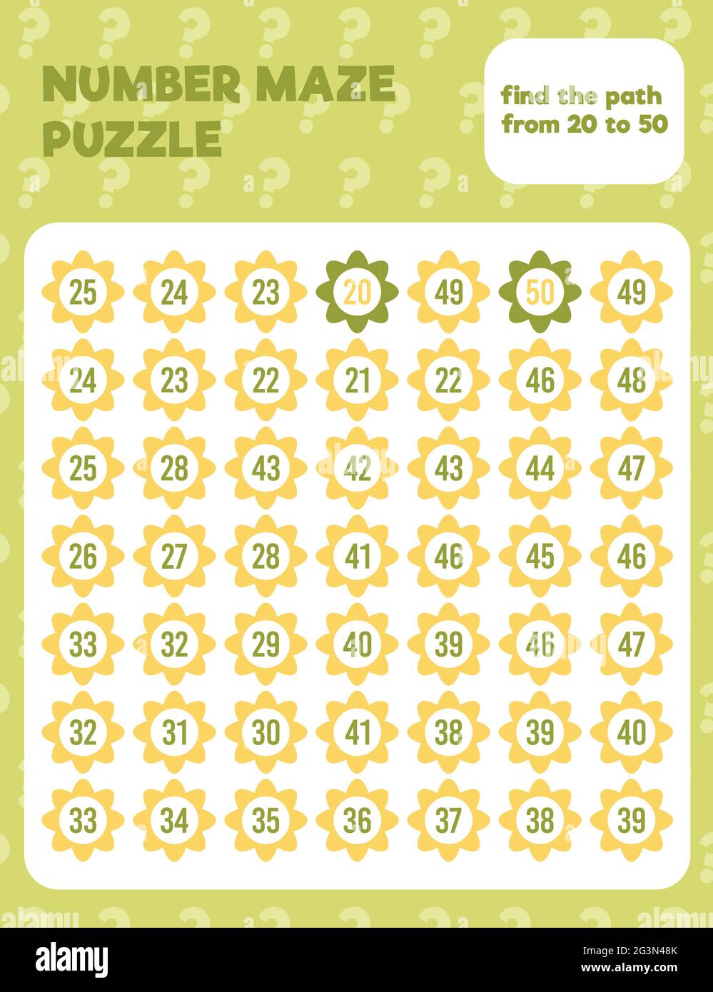 Casse-tête de labyrinthe de nombres mathématiques. Feuille de calcul ...