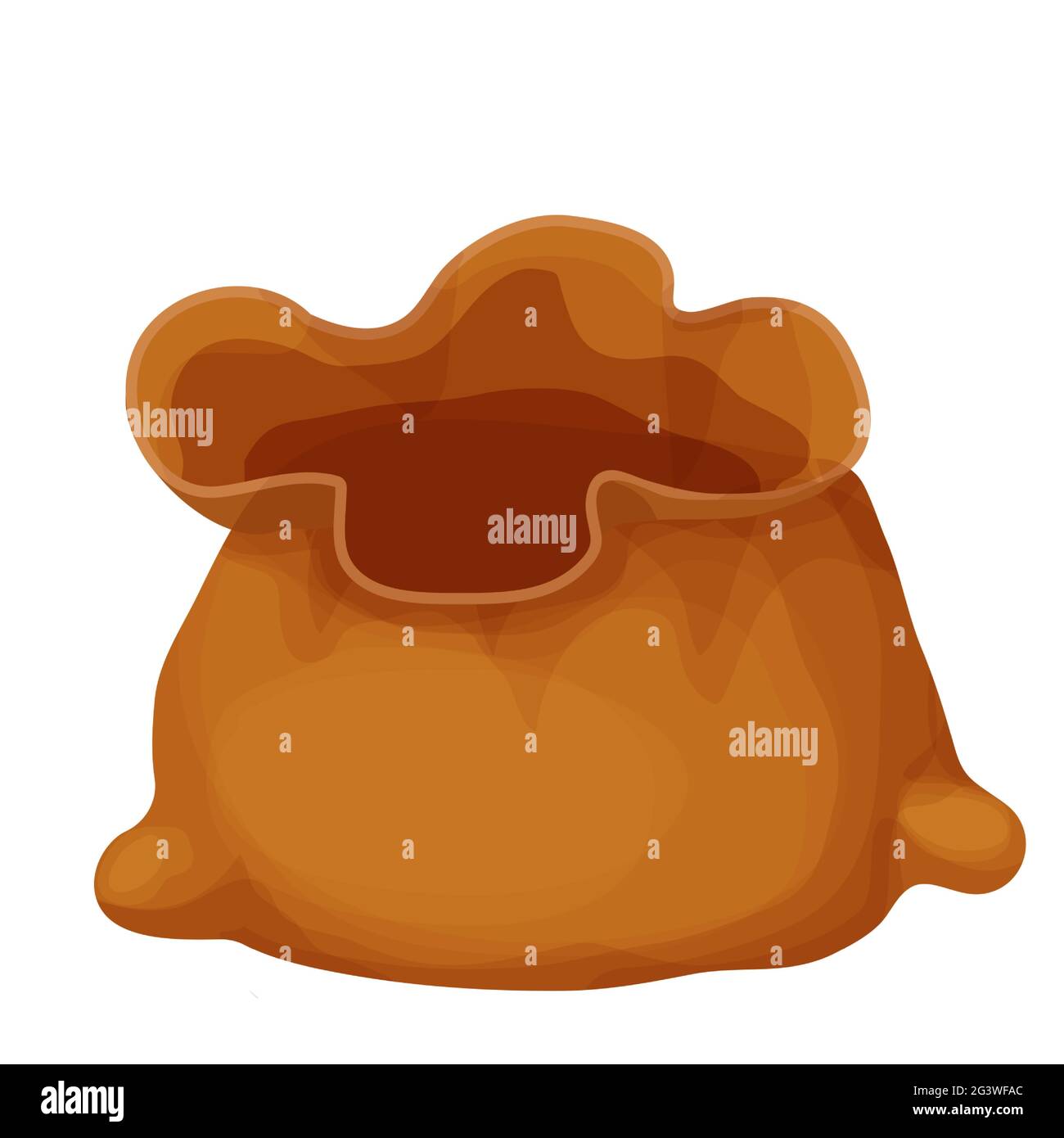 Sac vide ouvert marron, sac de style dessin animé isolé sur fond blanc ...