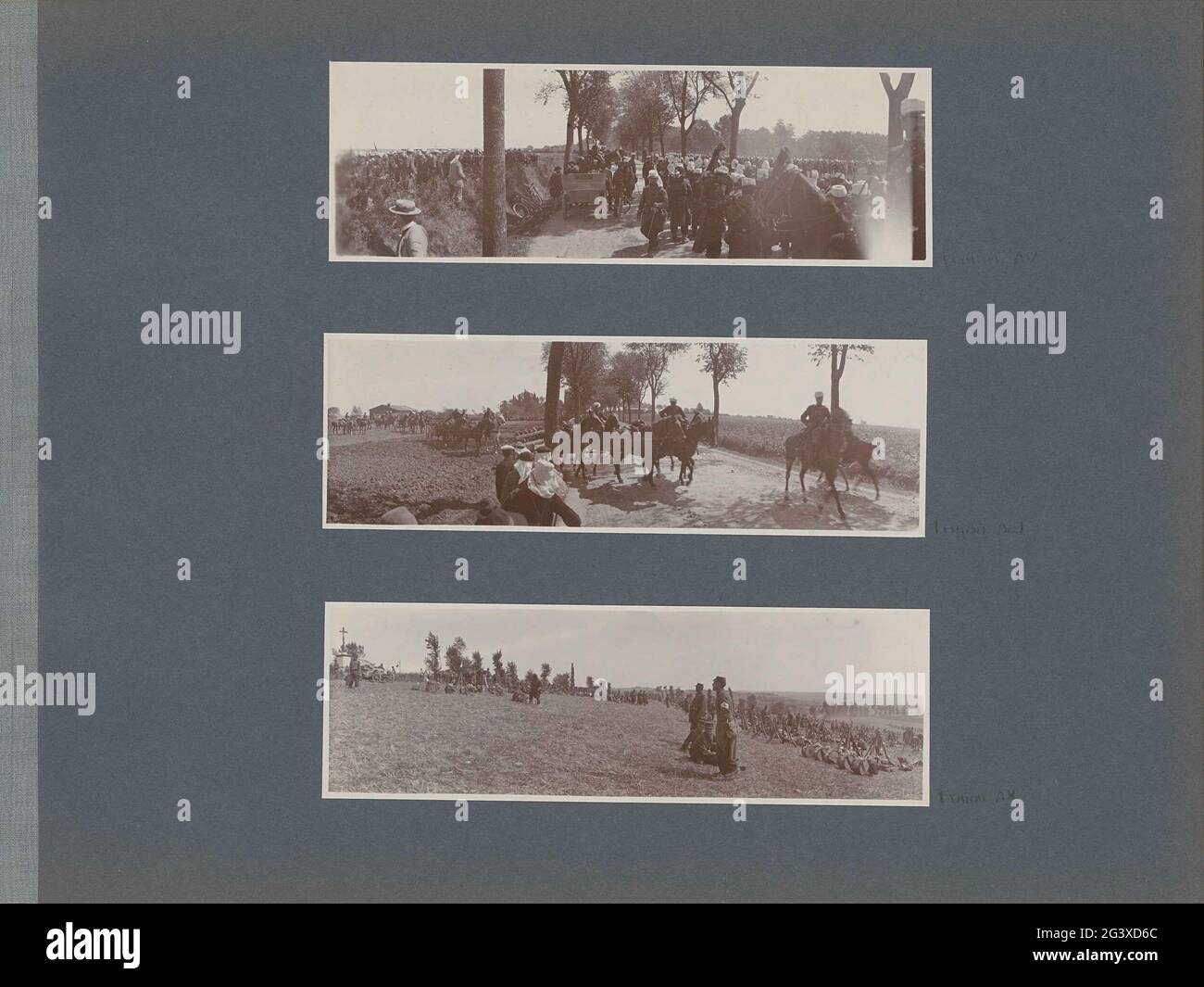 Passage d'une colonne militaire sur une route en France. Partie de l ...