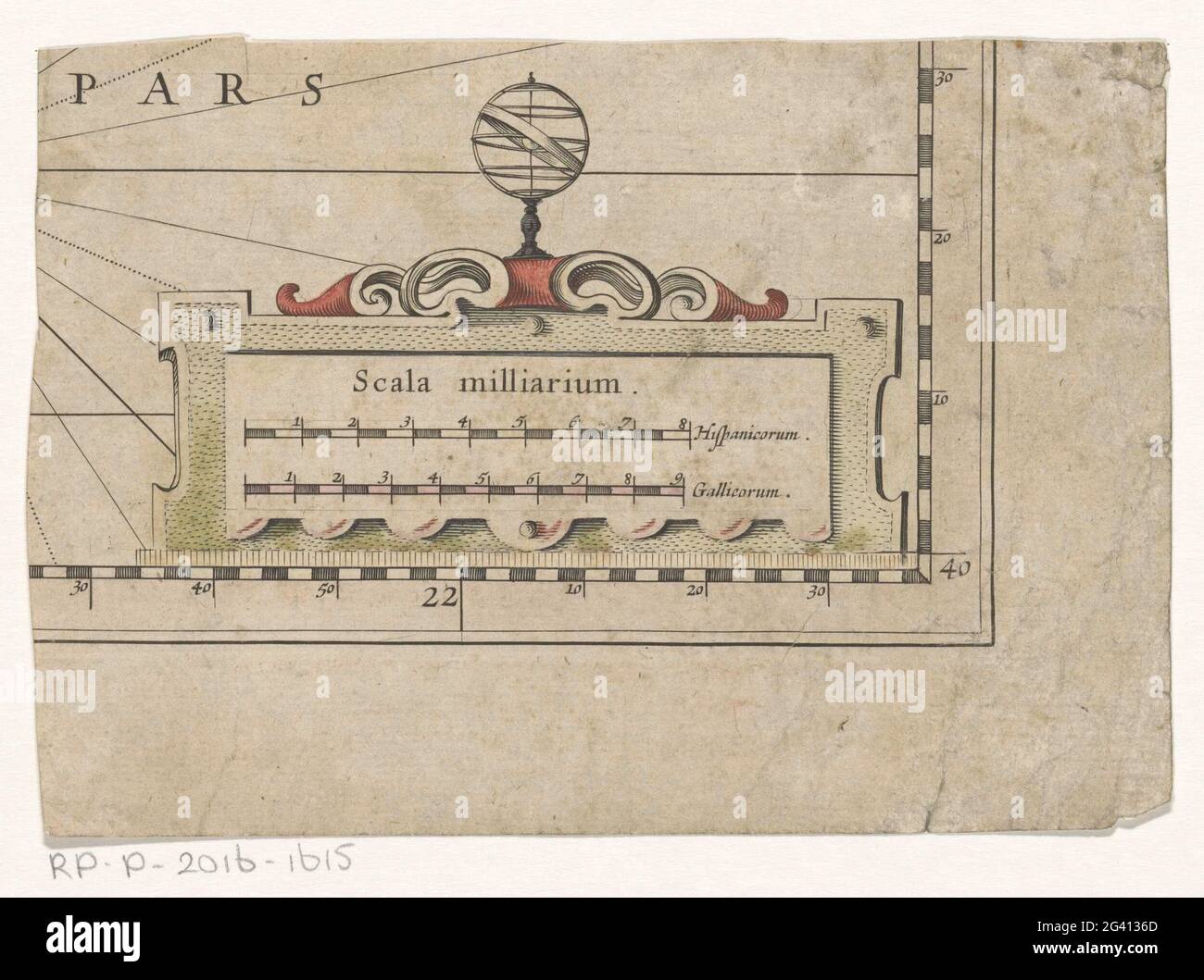 Échelle au-dessus de laquelle un armillarium; Scala Milliarium. Détail ...