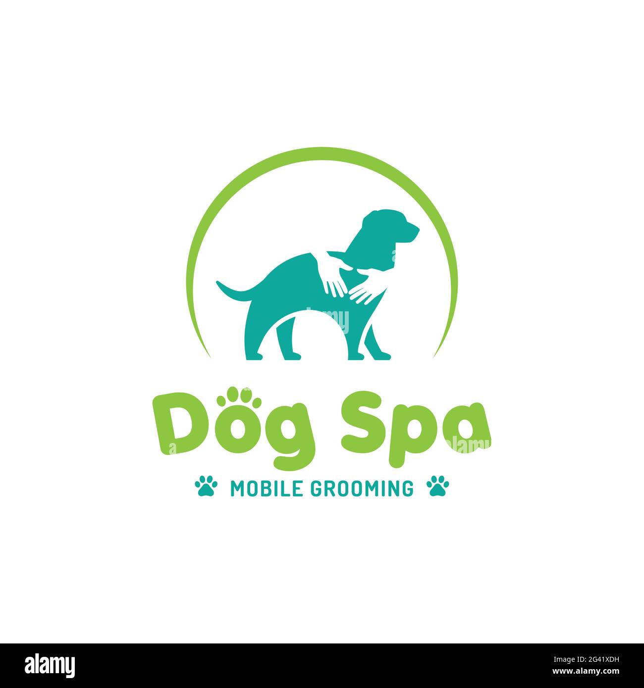 Silhouette de chien avec un câlin pour le modèle de logo de spa de ...