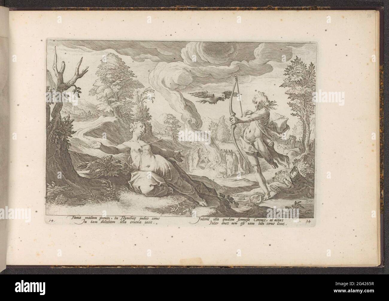 Apollon tue Coronis; métamorphies d'Ovidius; réflexions de P. Ovidius ...