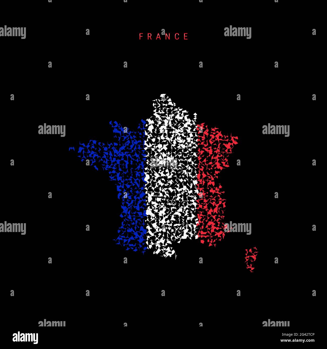 Carte du drapeau de la France, motif de particules chaotiques aux ...