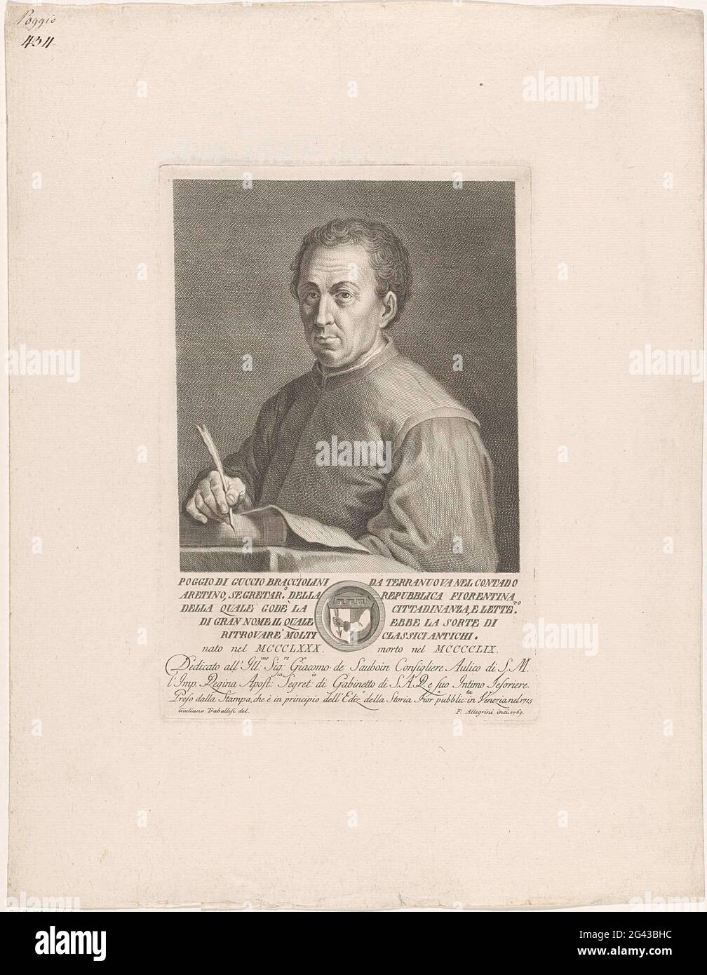 Portrait de Poggio Bracciolini; Portraits de célèbres Italiens avec ...